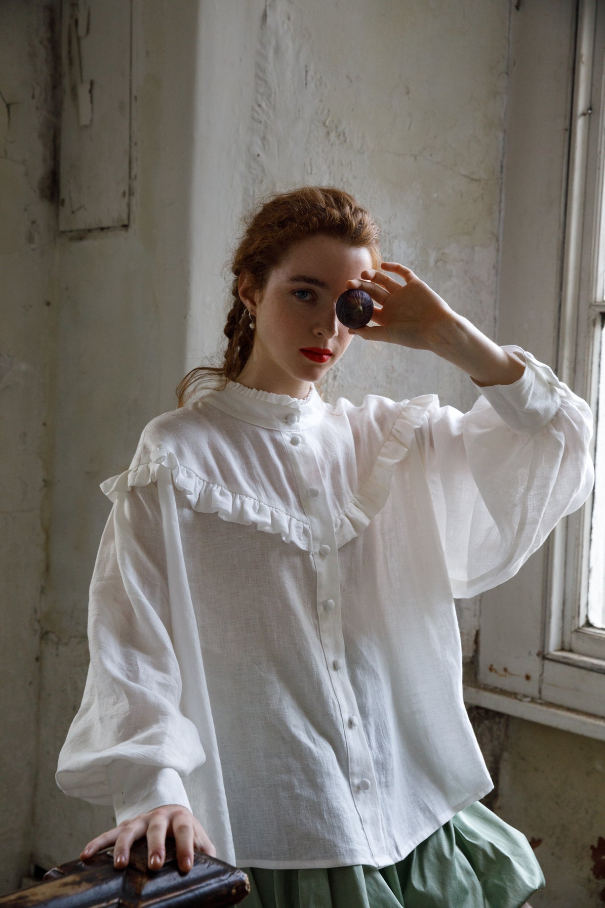 FRILLS TOP IN IVORY – Jennifer Slattery Textiles